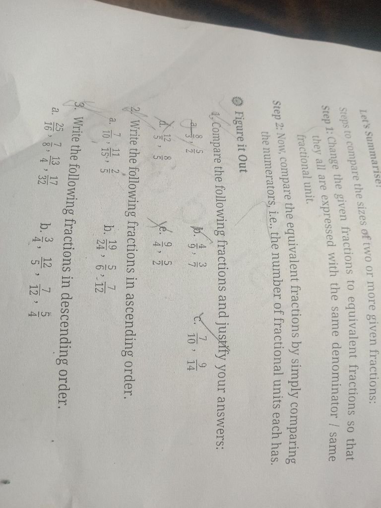 Here are some questions about fractions: Figure it Out Compare the foll..