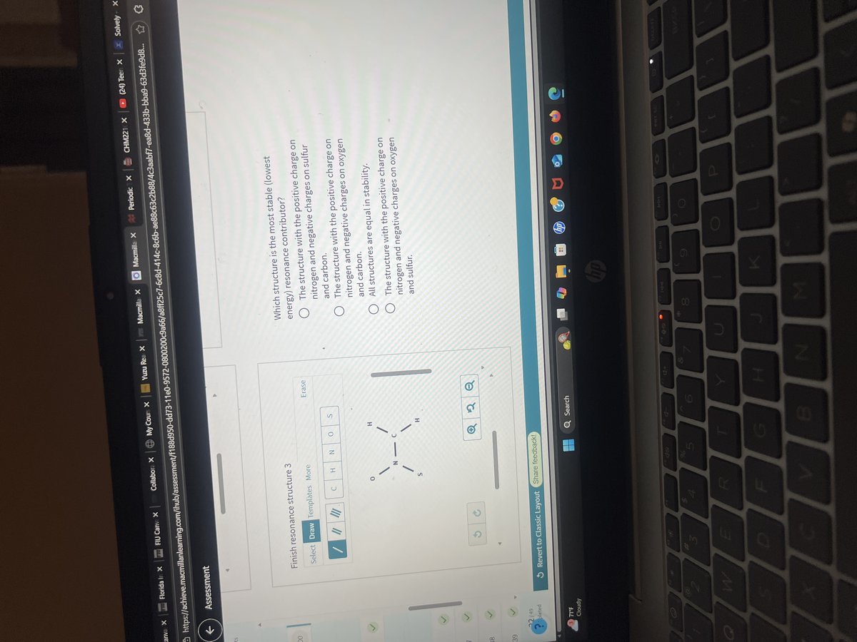 Which structure is the most stable (lowest energy) resonance contributor?..