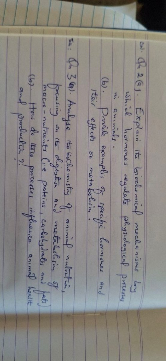 Qn 2(a). Explain the biochemical mechanisms by which hormones regulate ph..