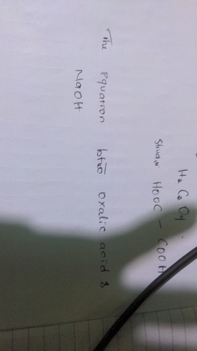 The equation between oxalic acid and NaOH. Structure: HOOC-COOH H2C2O4..