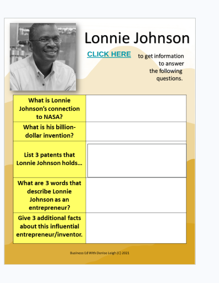 Here are the questions about Lonnie Johnson: What is Lonnie Johnson's co..