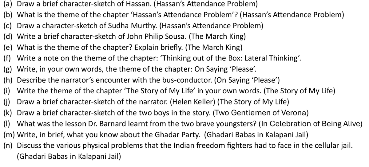 (a) Draw a brief character-sketch of Hassan. (Hassan's Attendance Problem..