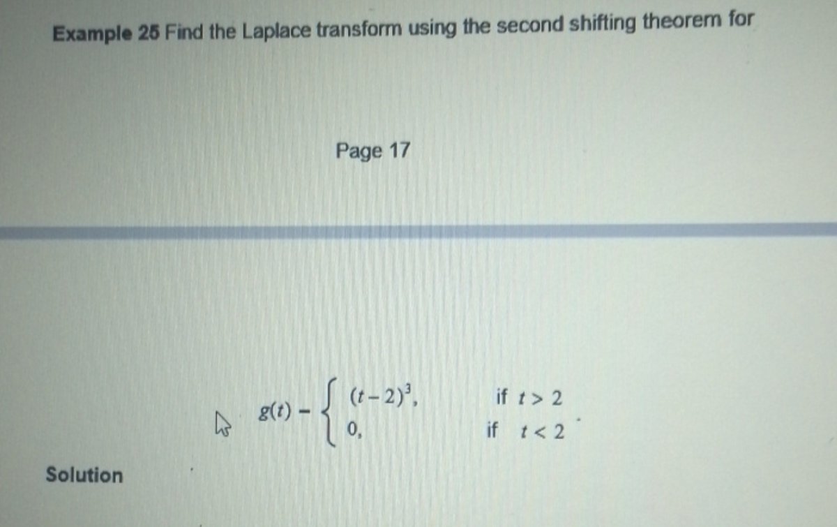 Example 25 Find the Laplace transform using the second shifting theorem f..
