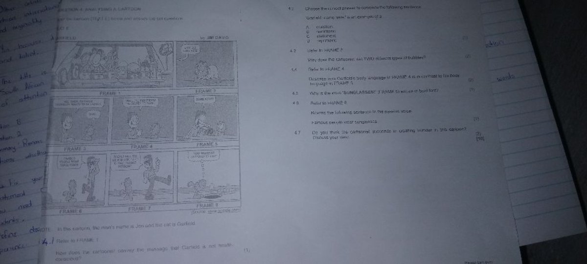 QUESTION 4: ANALYSING A CARTOON Study the cartoon (TEXT F) below and ans..