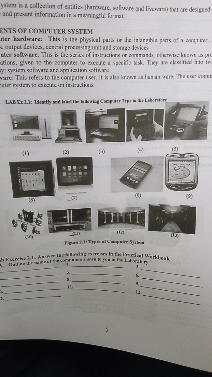 LAB Ex 2.1: Identify and label the following Computer Type in the Laborat..