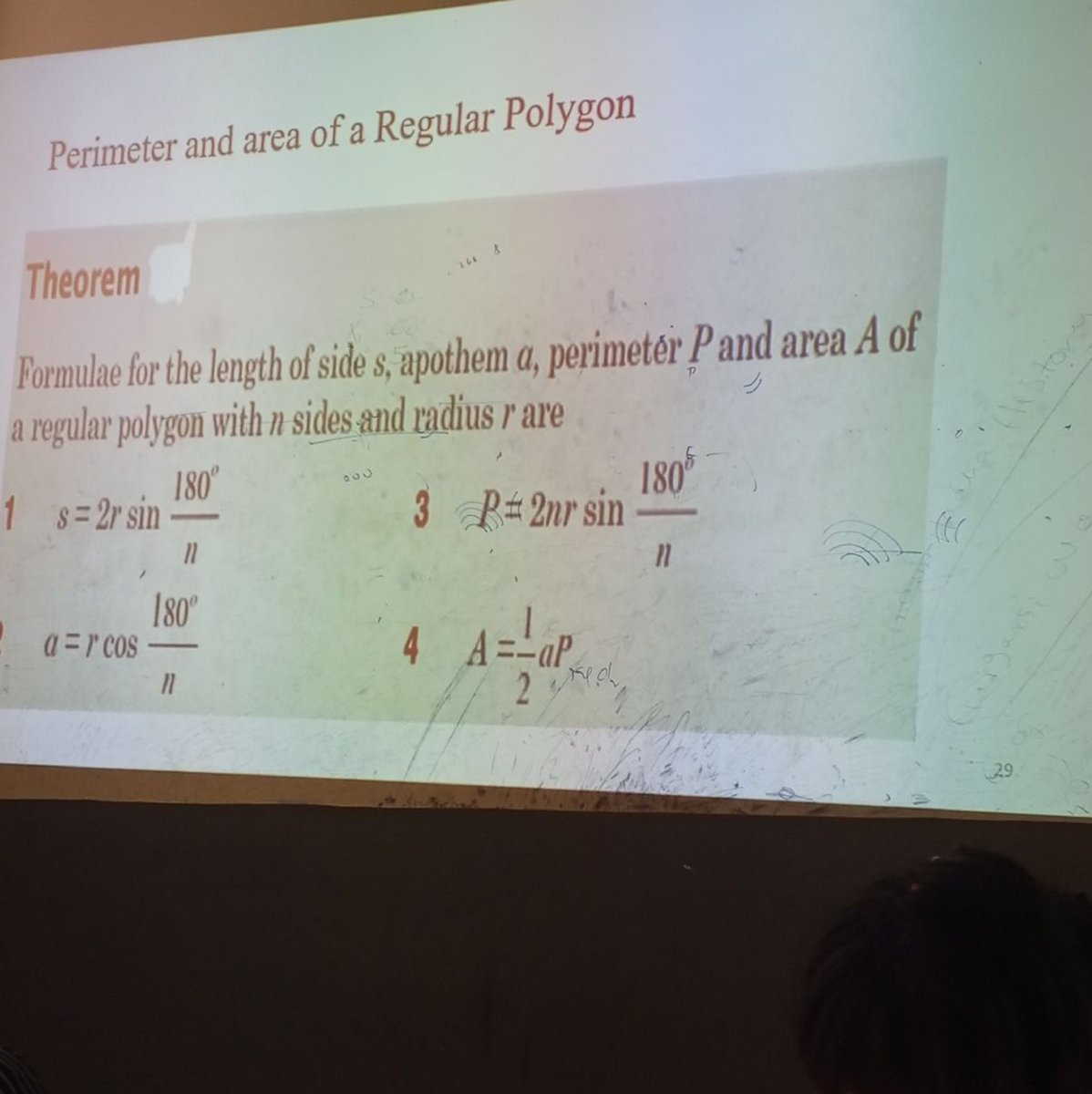 Perimeter and area of a Regular Polygon Theorem Formulae for the length..