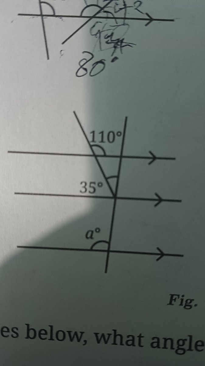 The image shows a diagram with three parallel lines intersected by a tran..