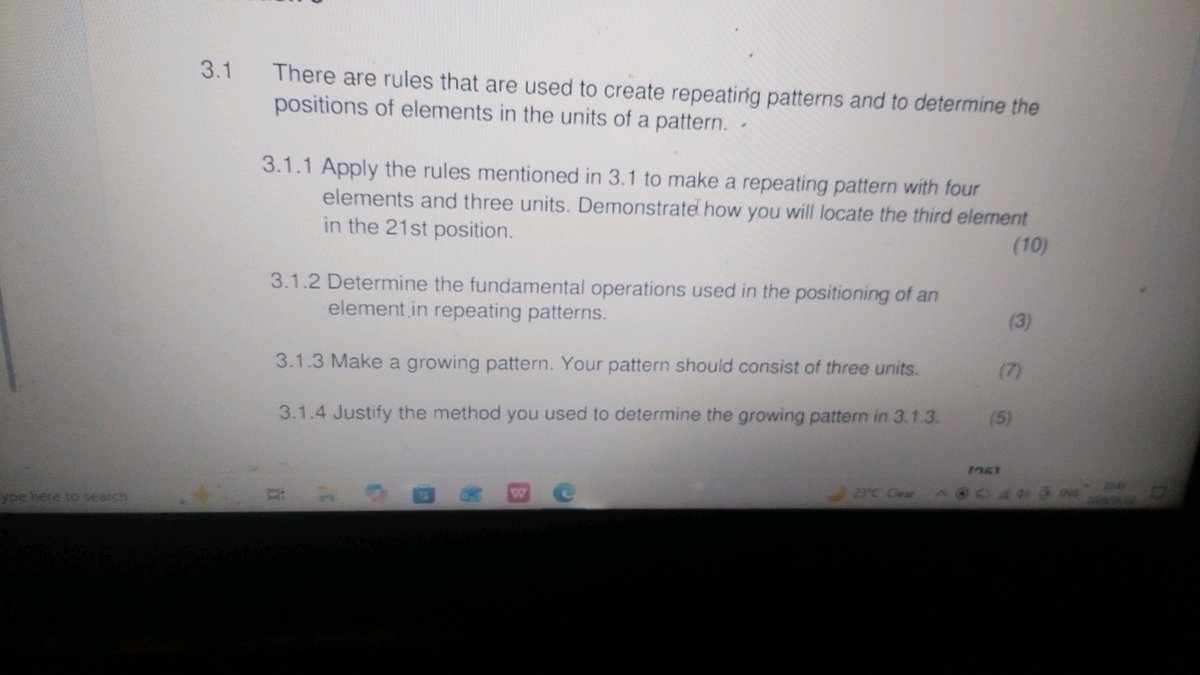 3.1 There are rules that are used to create repeating patterns and to det..