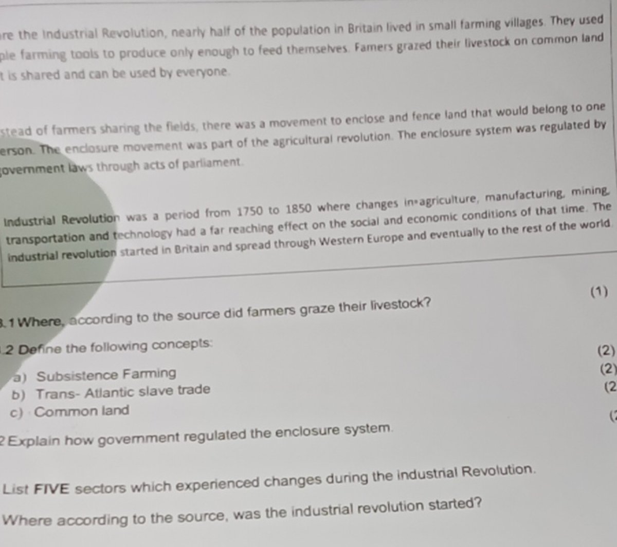 Here is the source text: "Before the Industrial Revolution, nearly half