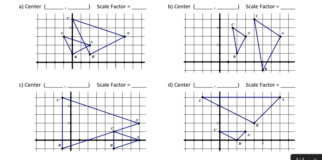 For each of the following transformations shown on the graphs, determine