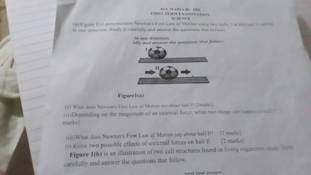 AVE MARIA RC JHS FIRST TERM EXAMINATION SCIENCE (a) Figure 1(a) demonstr..