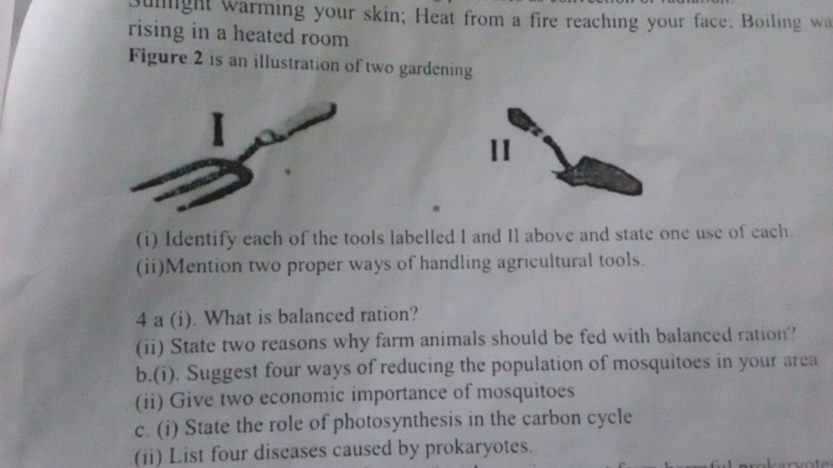 Figure 2 is an illustration of two gardening tools. (i) Identify each of..