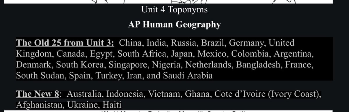 Label the following countries on a map: The Old 25 from Unit 3: China, I..