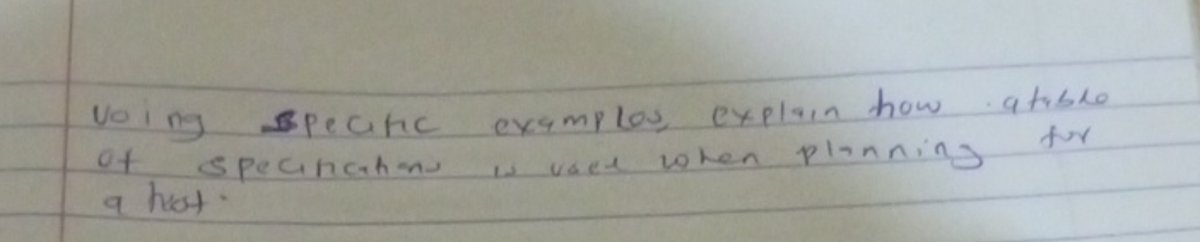 Using specific examples, explain how a table of specifications is used wh..