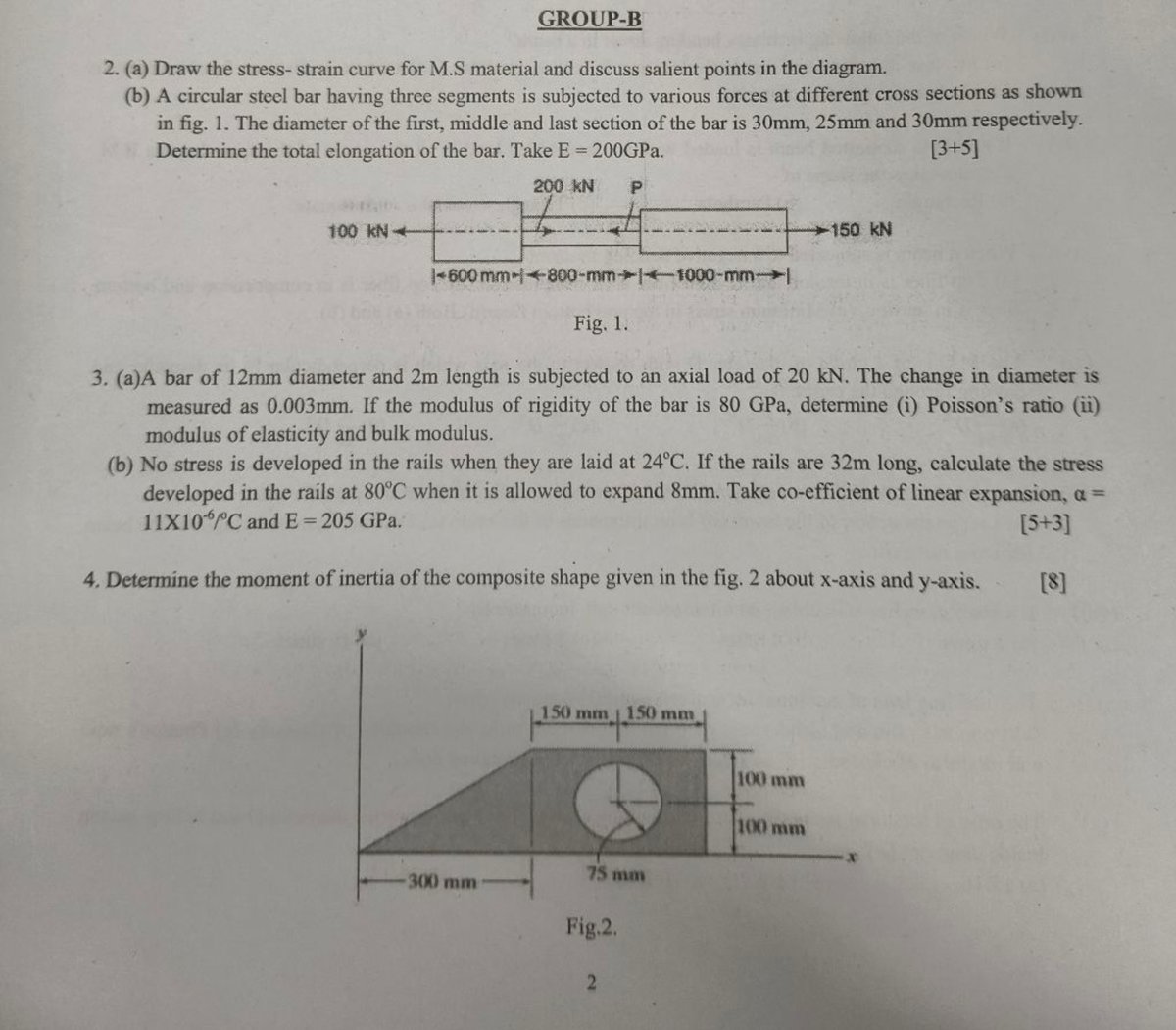GROUP-B (a) Draw the stress-strain curve for M.S material and discuss sa..