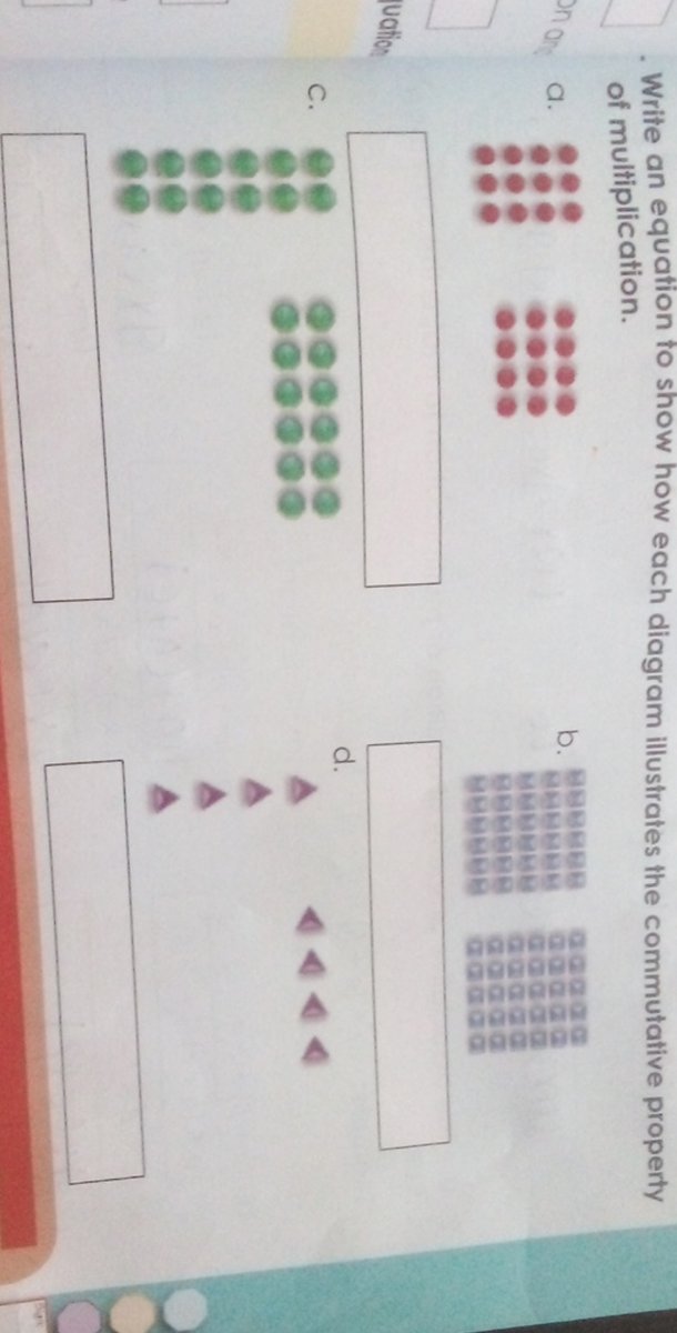 Write an equation to show how each diagram illustrates the commutative pr..
