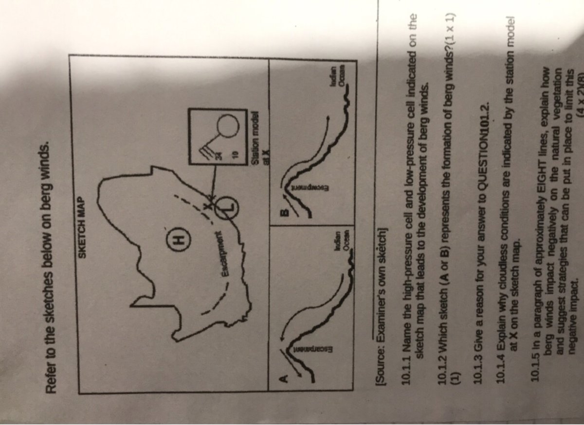 Refer to the sketches below on berg winds. SKETCH MAP Image of a sketch..