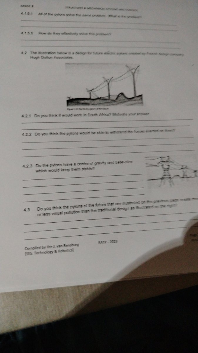 GRADE 8 STRUCTURES & MECHANICAL SYSTEMS AND CONTROL 4.1.5.1 All of the