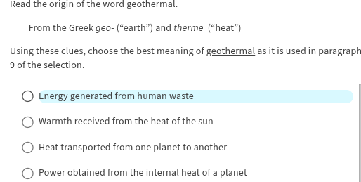 Read the origin of the word geothermal. From the Greek geo- ("earth") an..