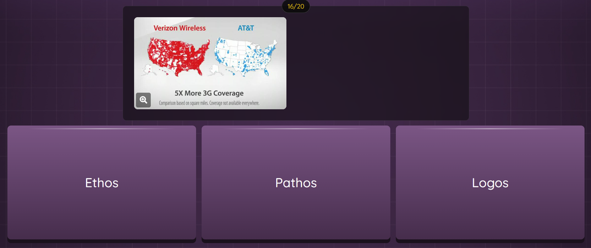 The image displays a comparison of 3G coverage between Verizon Wireless a..