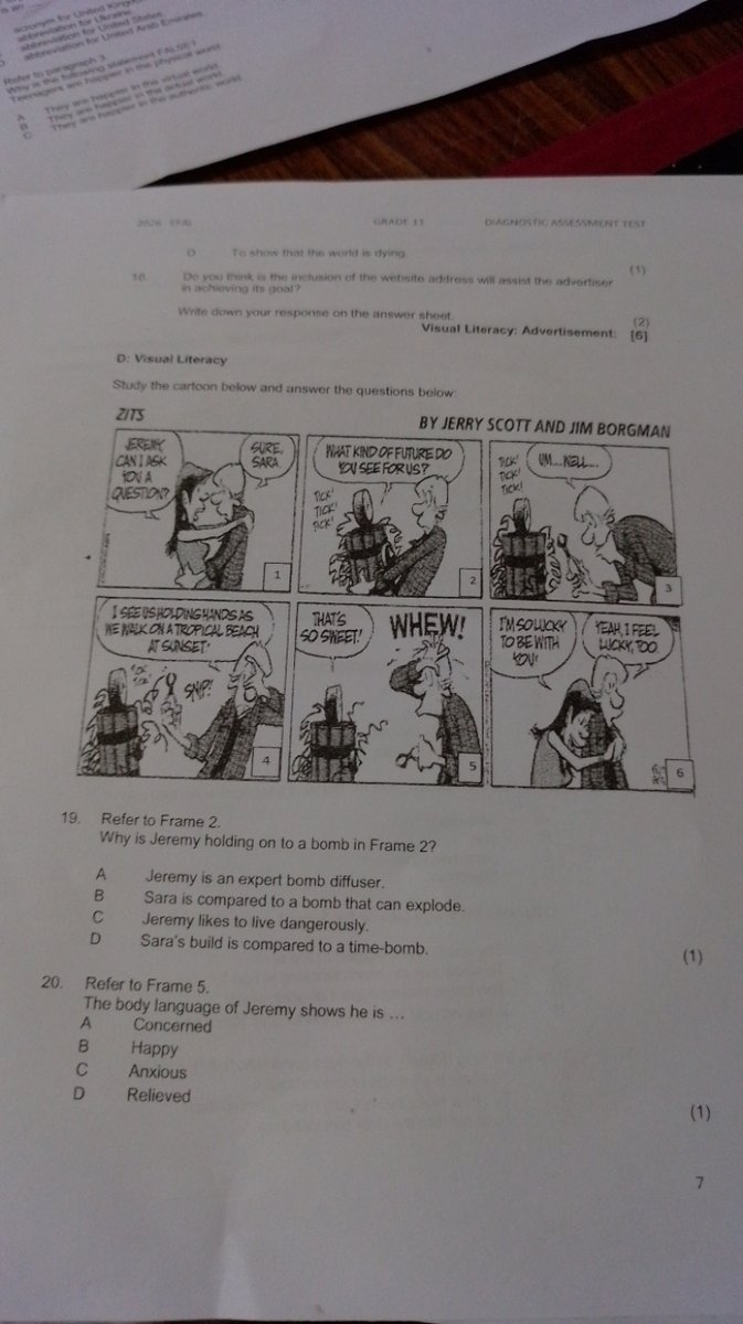 D: Visual Literacy Study the cartoon below and answer the questions below..