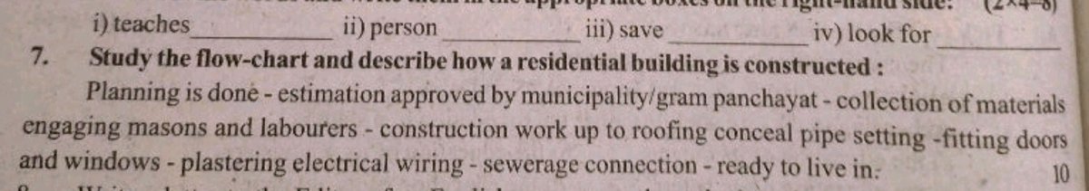 Study the flow-chart and describe how a residential building is construct..