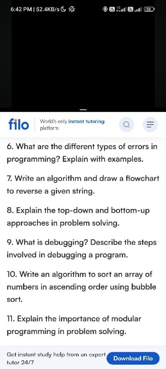 What are the different types of errors in programming? Explain with examp..
