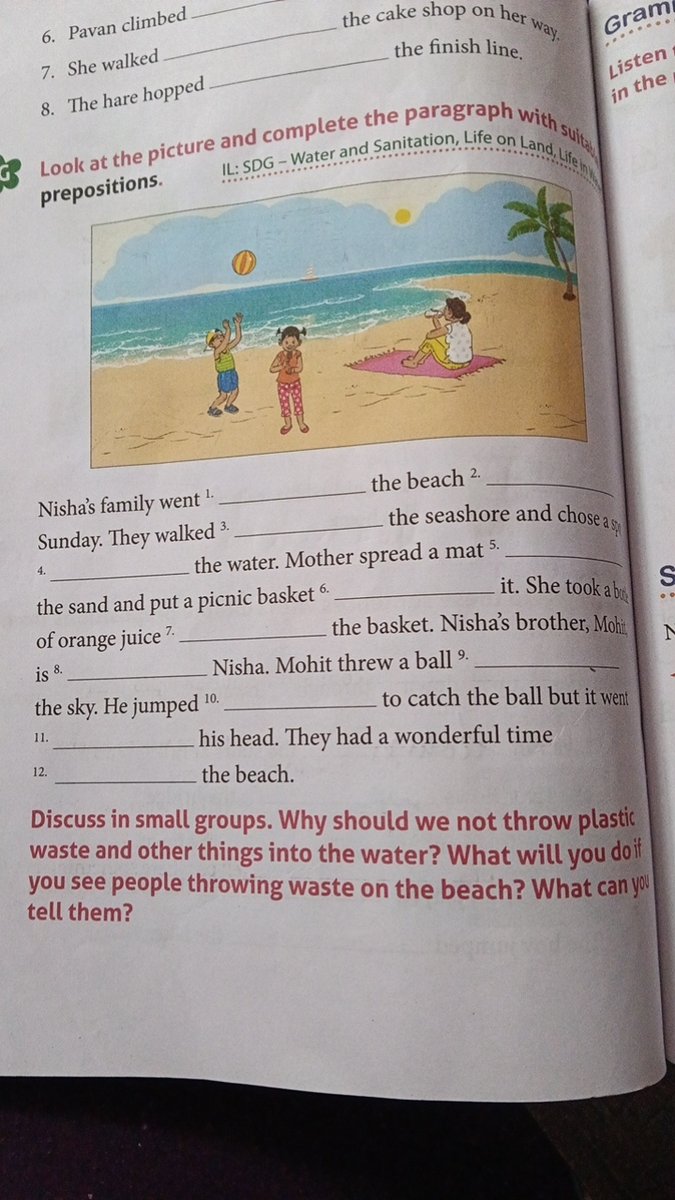 Look at the picture and complete the paragraph with suitable prepositions..