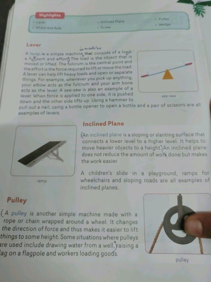 Here is some information about simple machines: Lever, Inclined Plane, an..