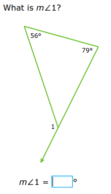 What is m\angle 1? [Diagram of a triangle with an exterior angle labeled..
