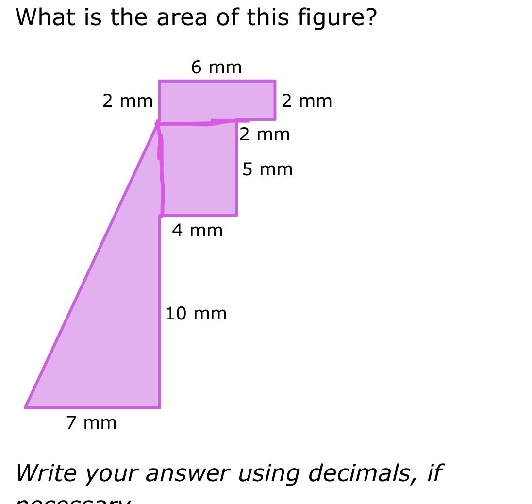 What is the area of this figure? (The figure is composed of a rectangle