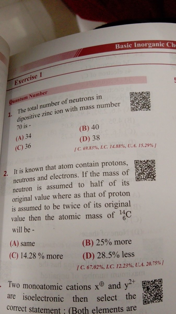 The total number of neutrons in dipositive zinc ion with mass number 70 i..