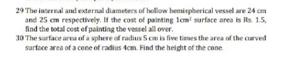 The internal and external diameters of a hollow hemispherical vessel are