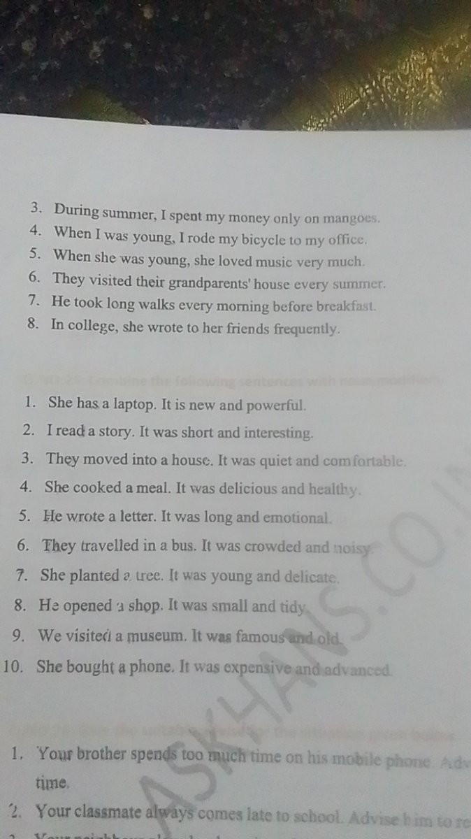 The image contains three sets of English grammar questions. Please provid..