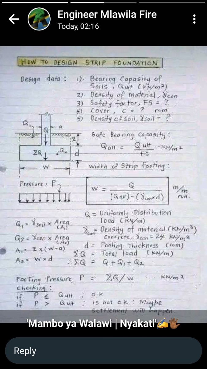 HOW TO DESIGN STRIP FOUNDATION Design data: Bearing Capacity of Soils, Q..