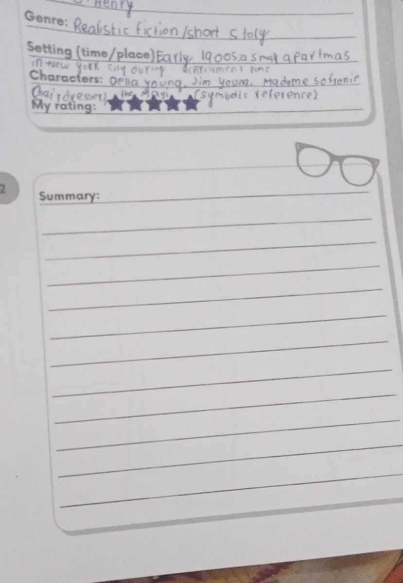 Write a summary for the story with the following details: Genre: Realist..