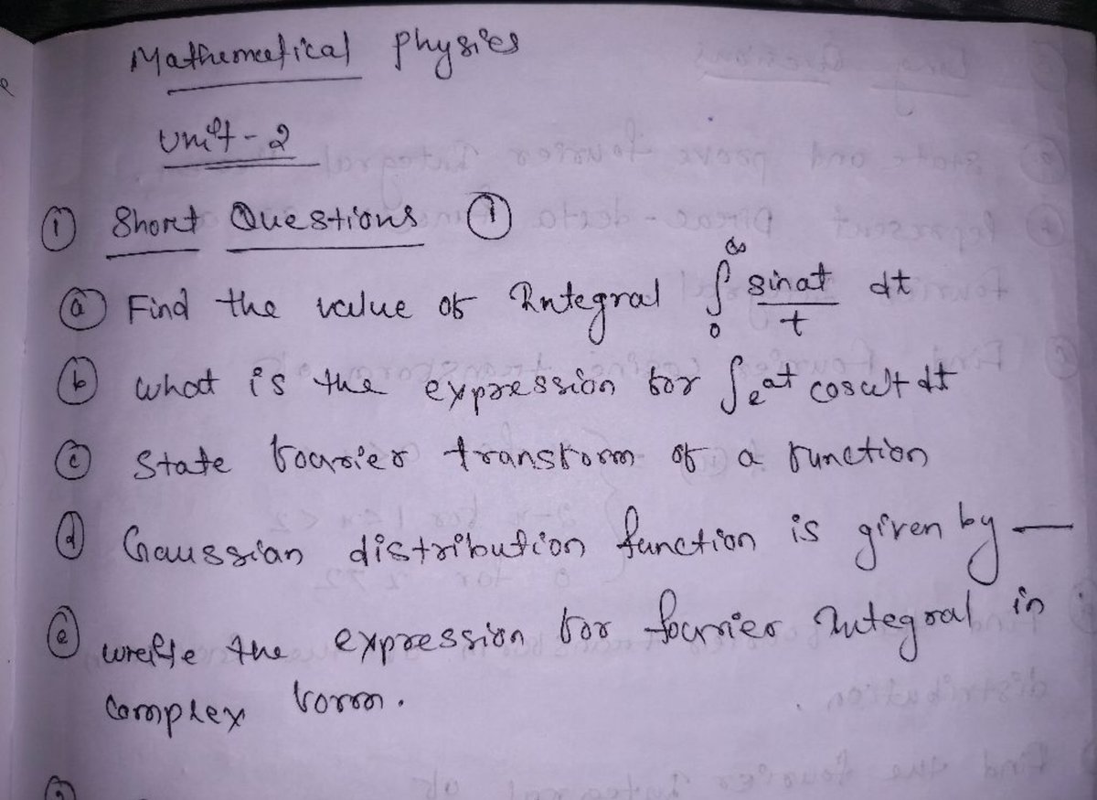 Mathematical Physics Unit-2 Short Questions a) Find the value of Integr..