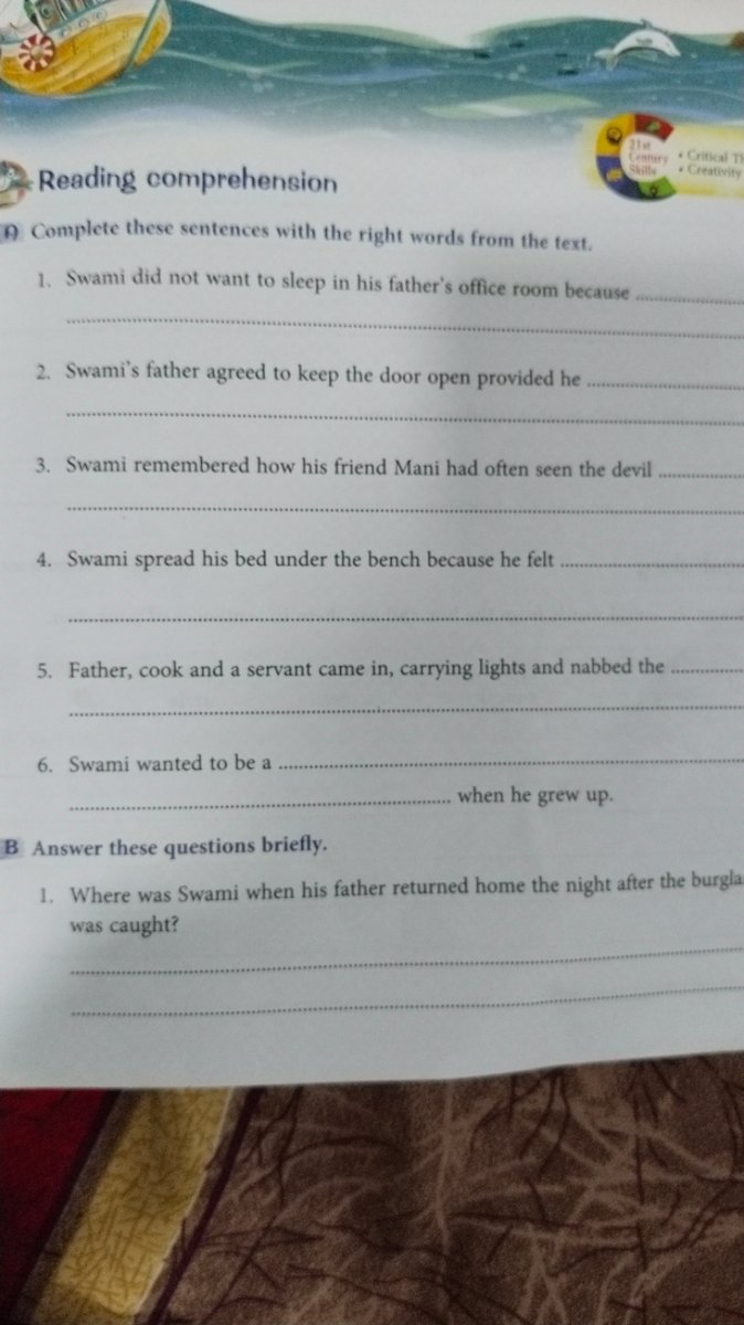 Reading comprehension Complete these sentences with the right words from