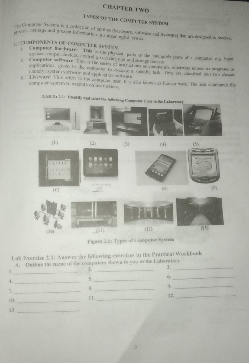 LAB Ex 2.1: Identify and label the following Computer Type in the Laborat..