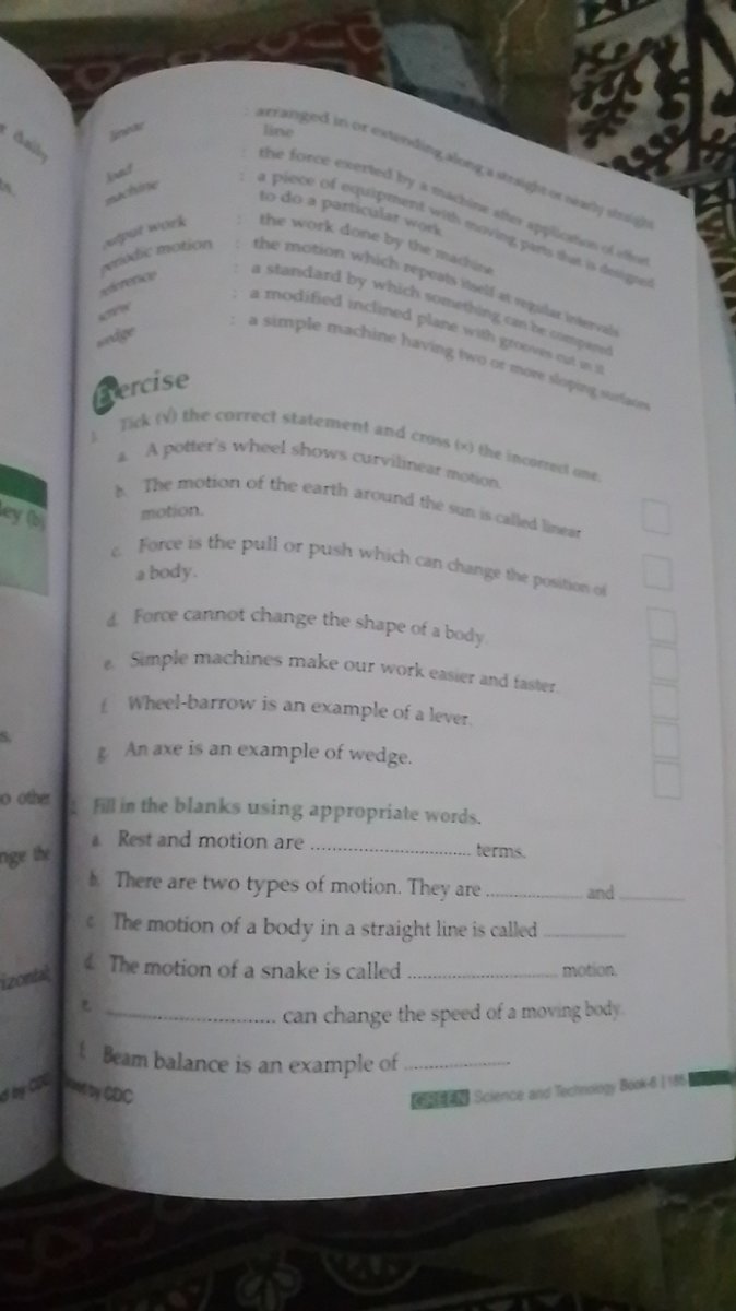 Tick (V) the correct statement and cross (x) the incorrect one. a. A pott..