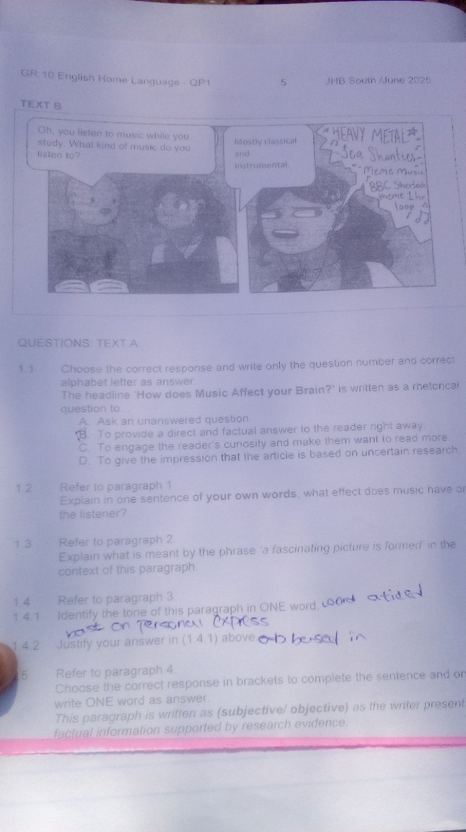 Here are the questions based on the provided text: TEXT A 1.1 Choose th..