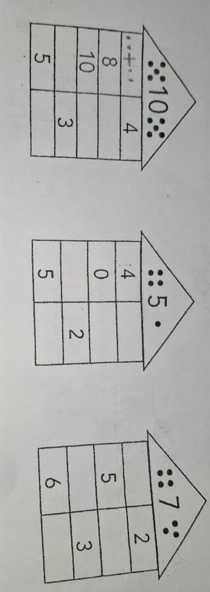 The image shows three 'number houses' with numbers in the windows and a t..