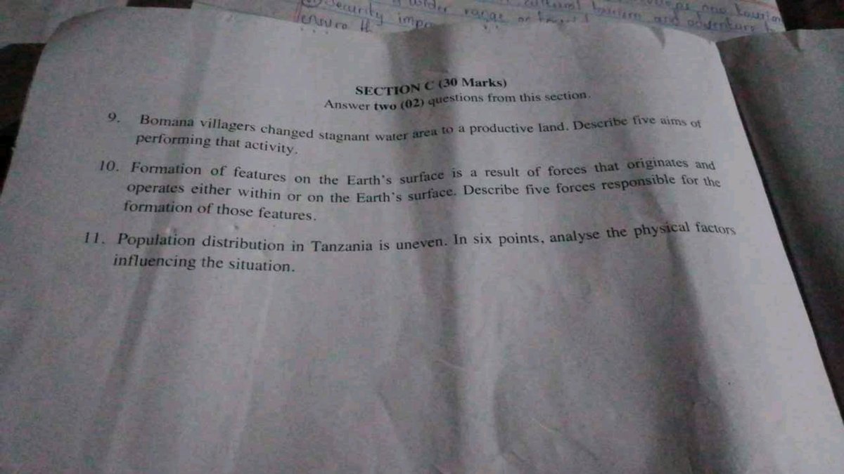 SECTION C (30 Marks) Answer two (02) questions from this section. Bomana..