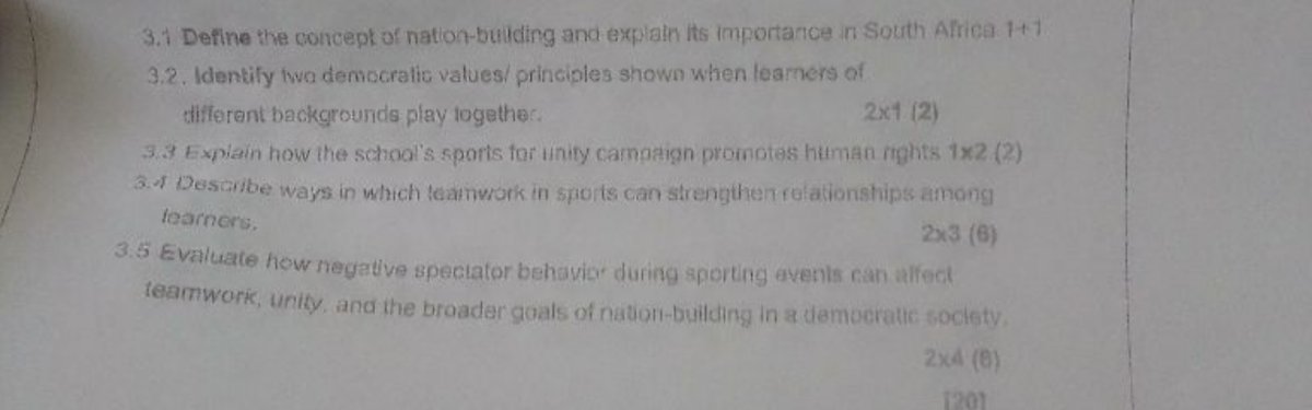 3.1 Define the concept of nation-building and explain its importance in S..
