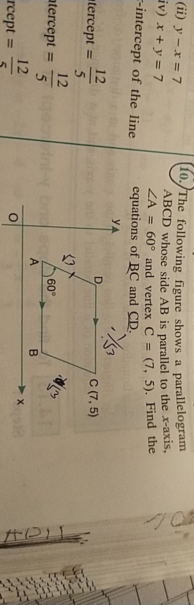 The following figure shows a parallelogram ABCD whose side AB is parallel..