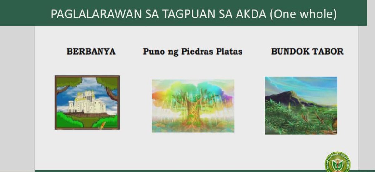 PAGLALARAWAN SA TAGPUAN SA AKDA (One whole) BERBANYA Puno ng Piedras Pl..