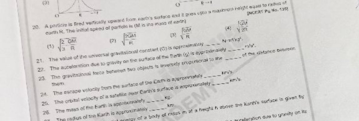 A particle is fired vertically upward from earth's surface and it goes up..