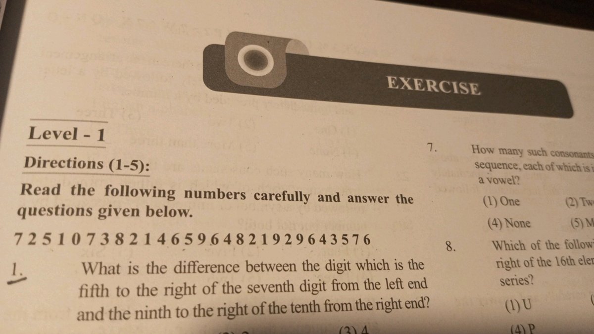 Read the following numbers carefully and answer the questions given below..