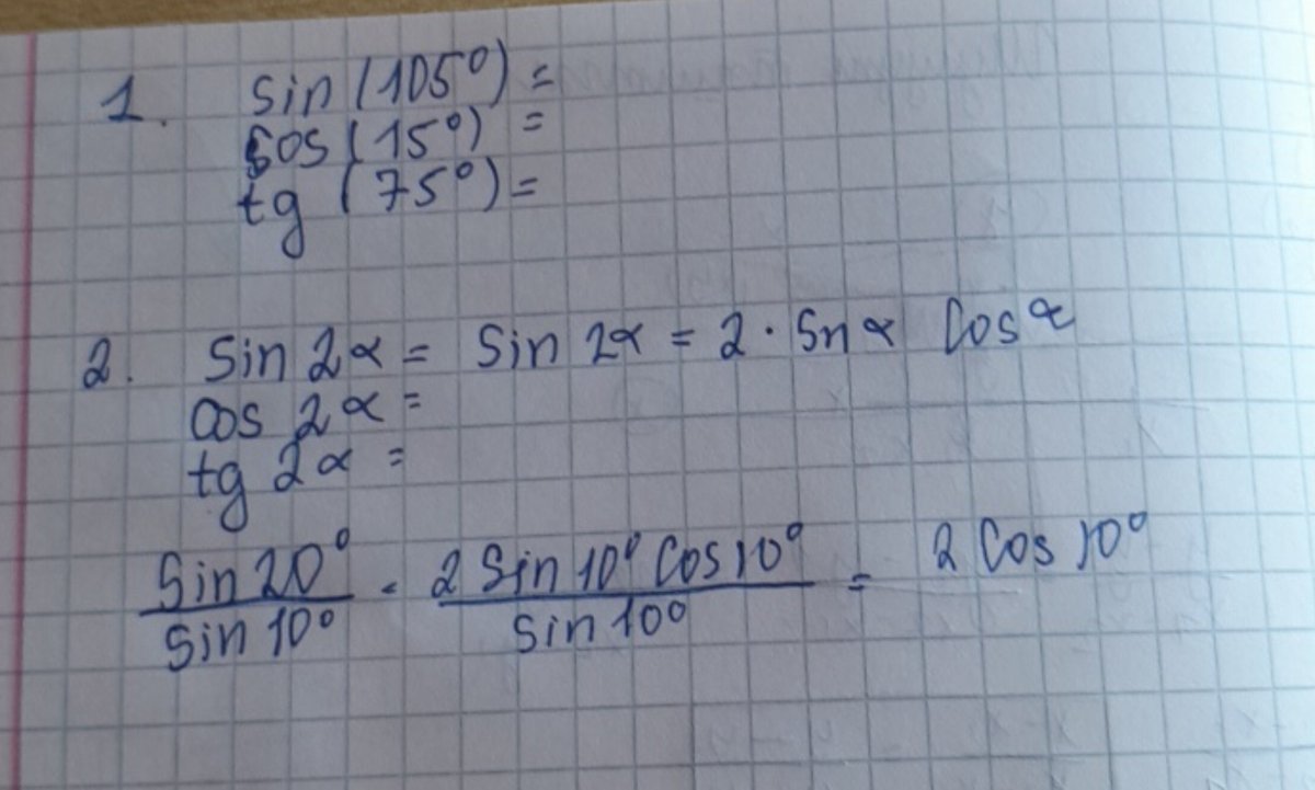 Calculate the values of: a) \sin(105^{\circ}) b) \cos(15^{\circ})