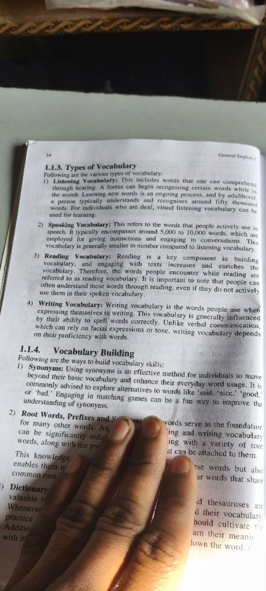 1.1.3. Types of Vocabulary Following are the various types of vocabulary:..